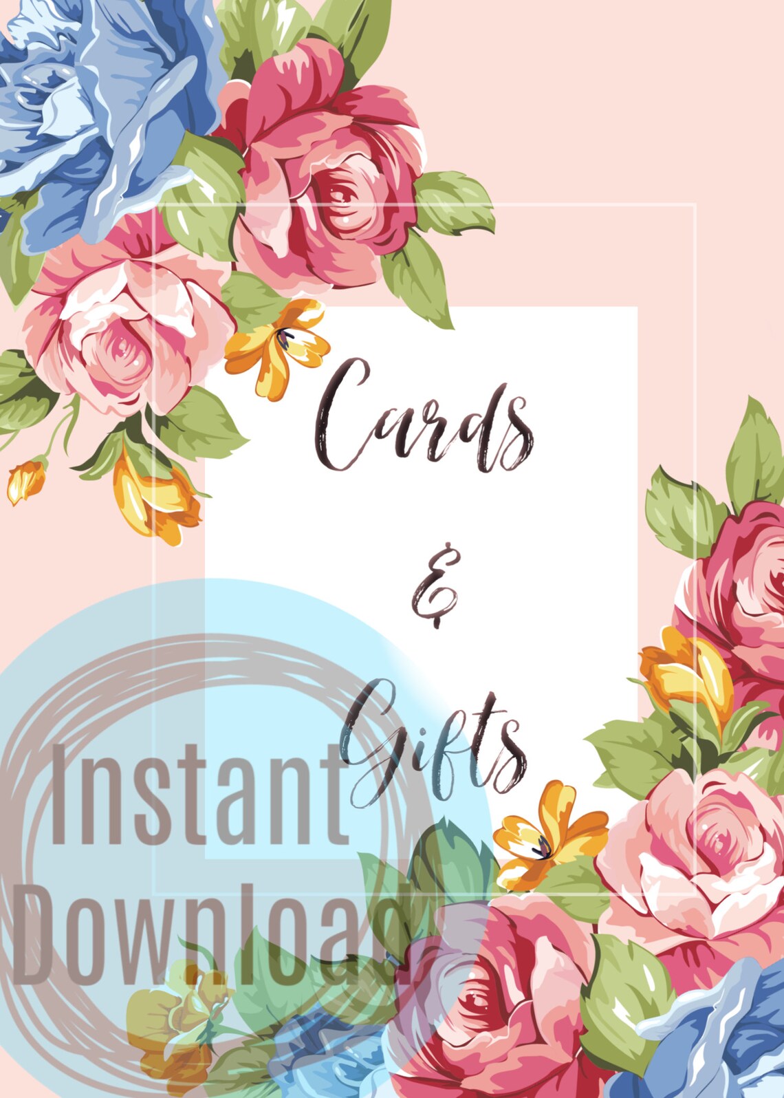 Printable Floral Cards and Gifts Sign Blush and Pink Bridal | Etsy
