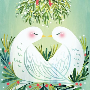 Two Turtle Doves Christmas Card - Etsy