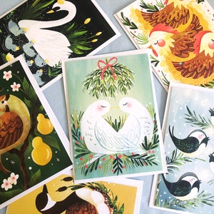 Two Turtle Doves - Christmas Card - Etsy