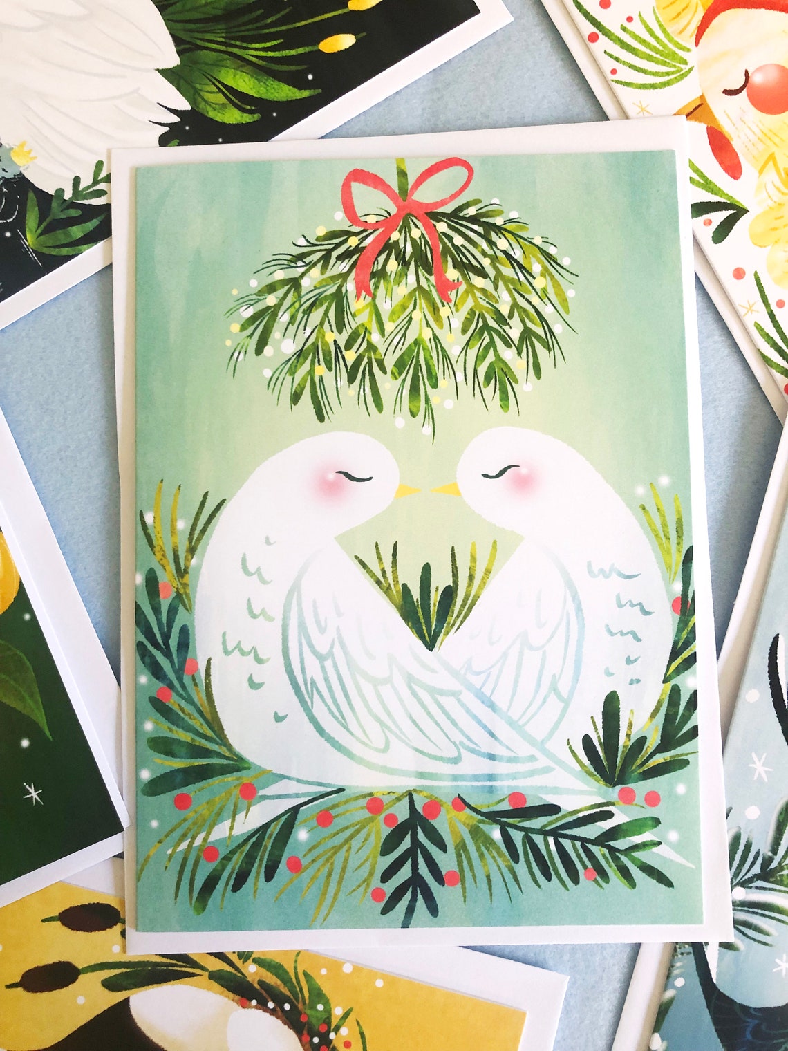 Two Turtle Doves - Christmas Card - Etsy