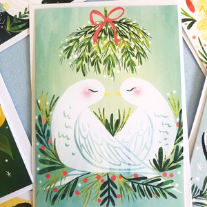 Two Turtle Doves Christmas Card - Etsy