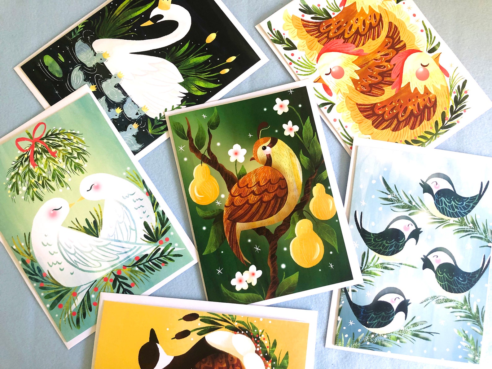 Four Calling Birds Christmas Cards - Etsy