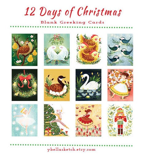 Four Calling Birds Christmas Cards - Etsy