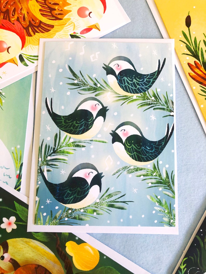 Four Calling Birds Christmas Cards - Etsy