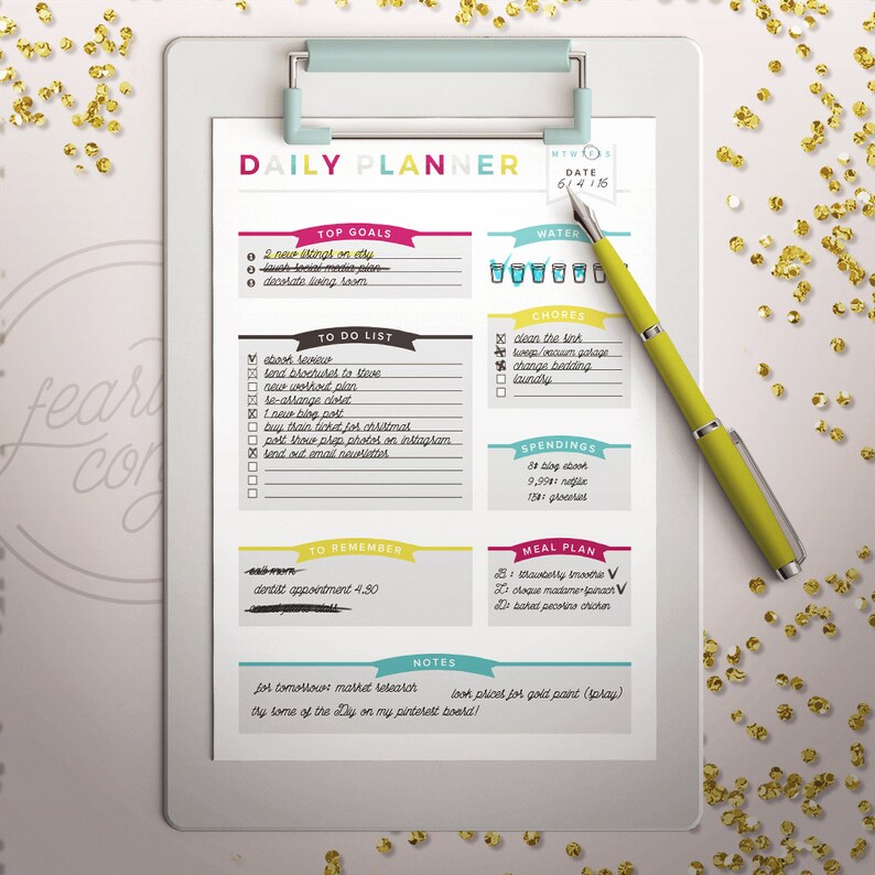 Colorful Daily Planner PDF Printable Planner Diy to Do List | Etsy