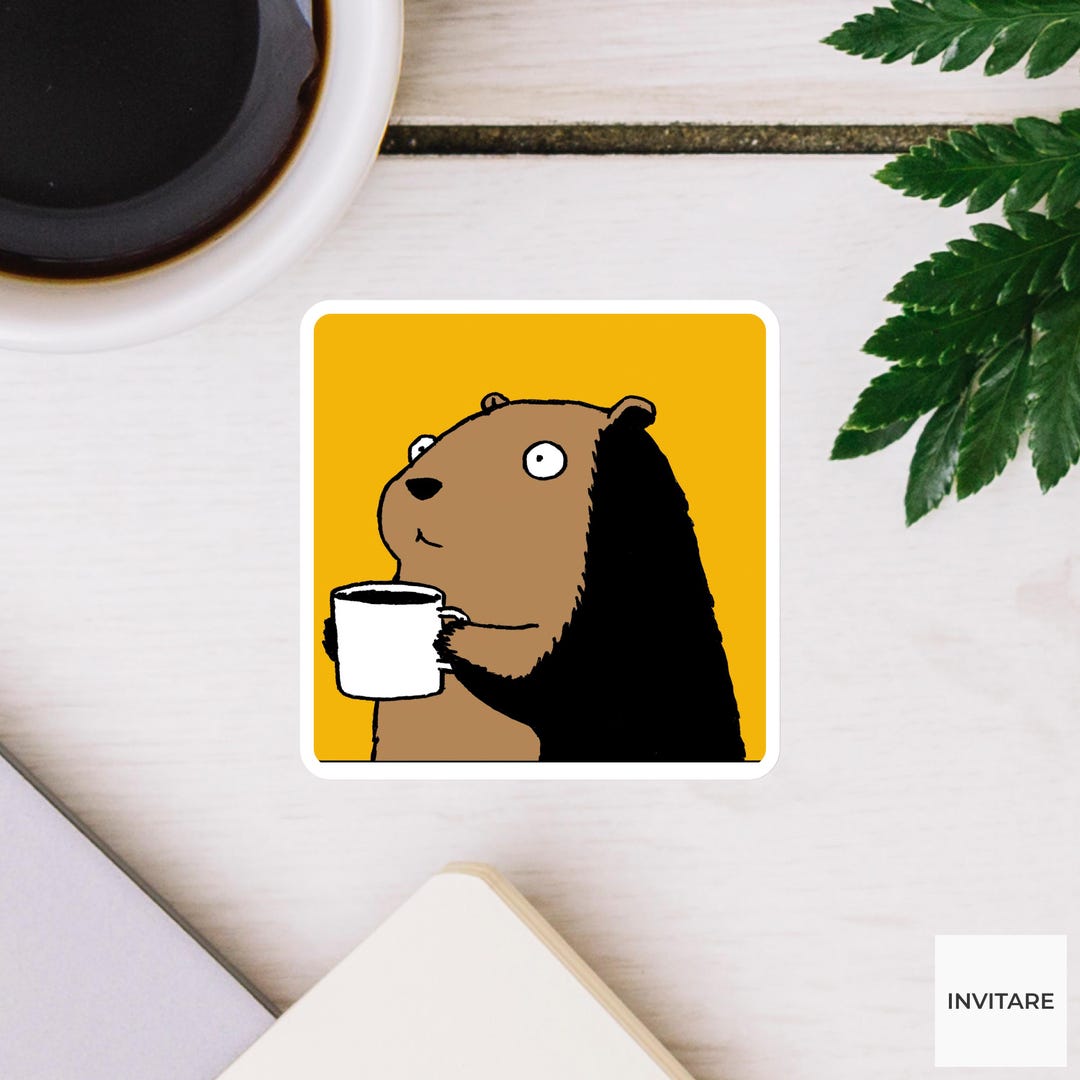 Coffee Beaver Sticker – Funny Animal Vinyl for Laptop & Water Bottle - Etsy