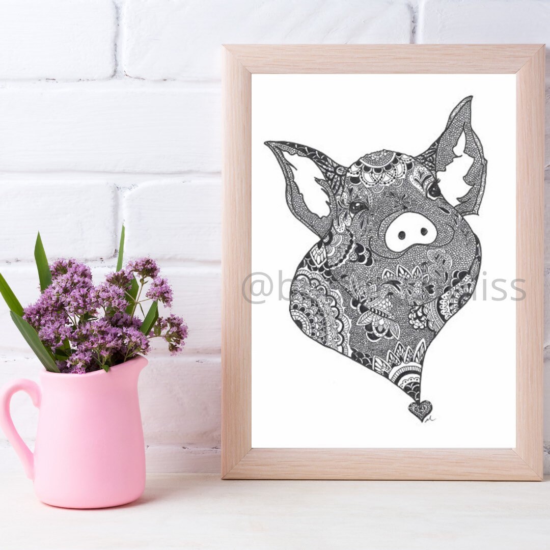 Mandy Mandala Little Piggy Pig A4 Art Print Wall Decor Wall | Etsy