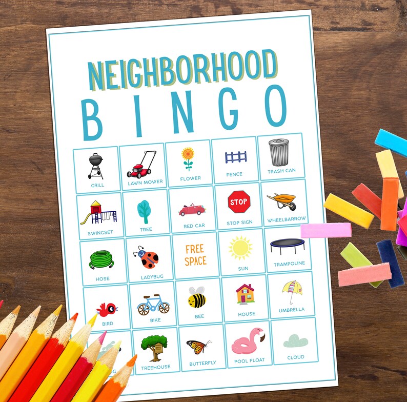 Printable Neighborhood Bingo Cards Print and Play With This | Etsy