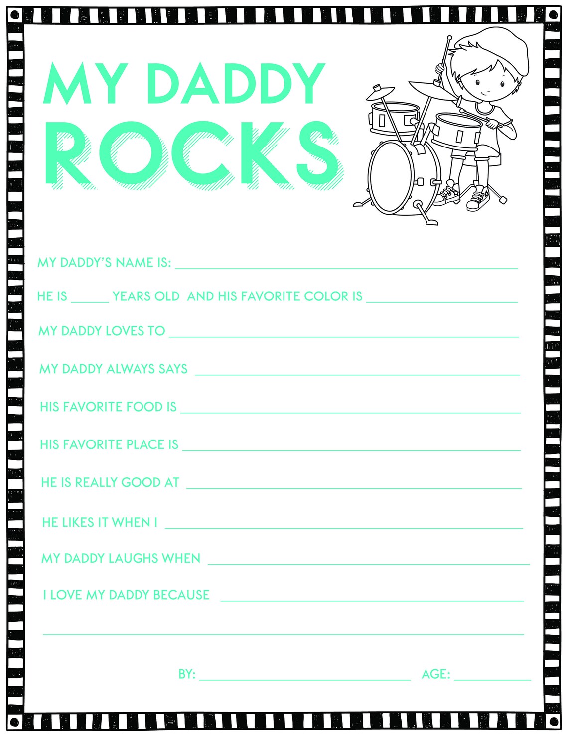 Father's Day Printable Giftmy Daddy Rocks Perfect for - Etsy