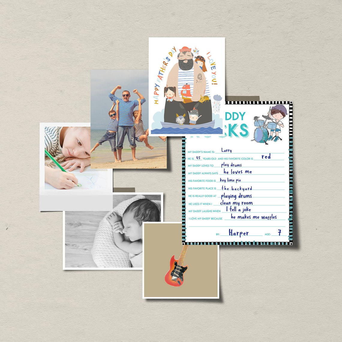 Father's Day Printable Giftmy Daddy Rocks Perfect for - Etsy