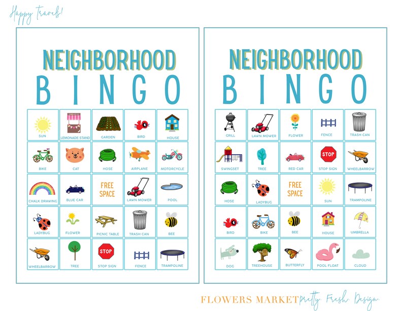 Printable Neighborhood Bingo Cards Print and Play With This | Etsy