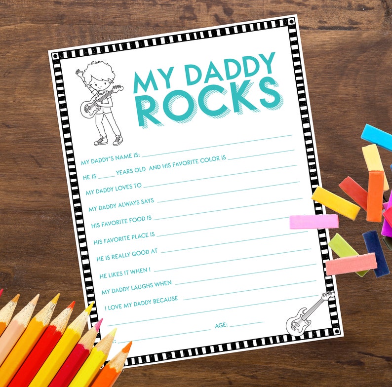 Father's Day Printable Gift: My Daddy Rocks for Dads Who | Etsy