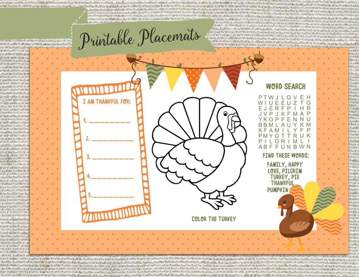 Thanksgiving Kids Table Printable Pack Kids Activity - Etsy