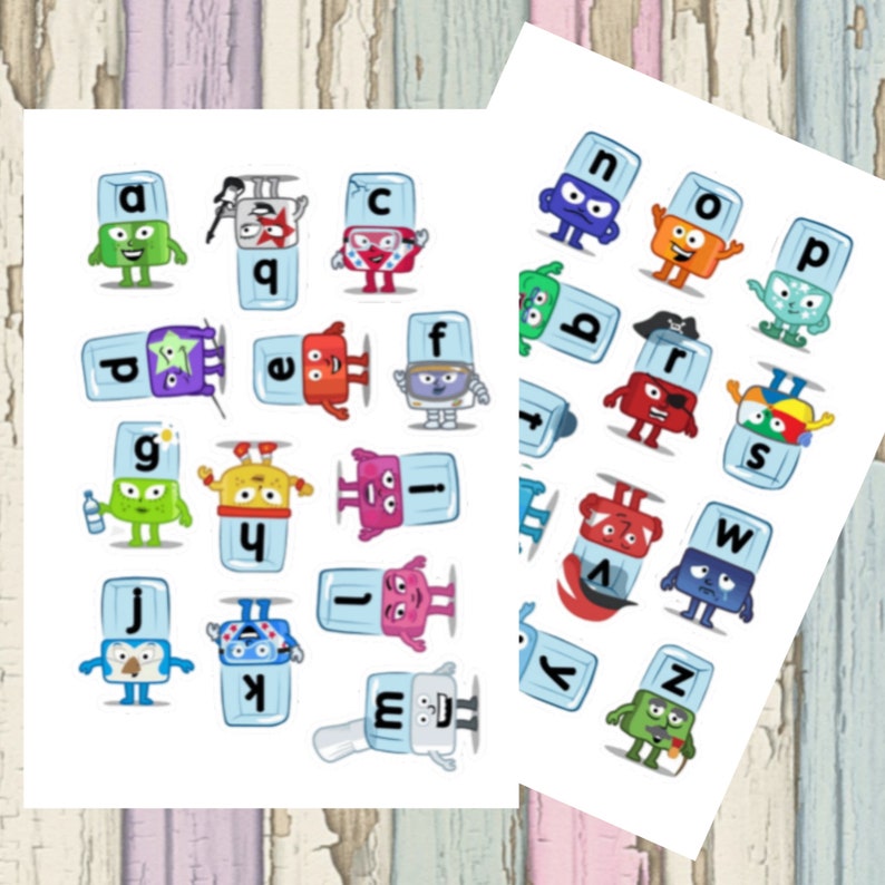 Alphablocks Character Stickers 2 half sheets A-Z 1x FREE | Etsy