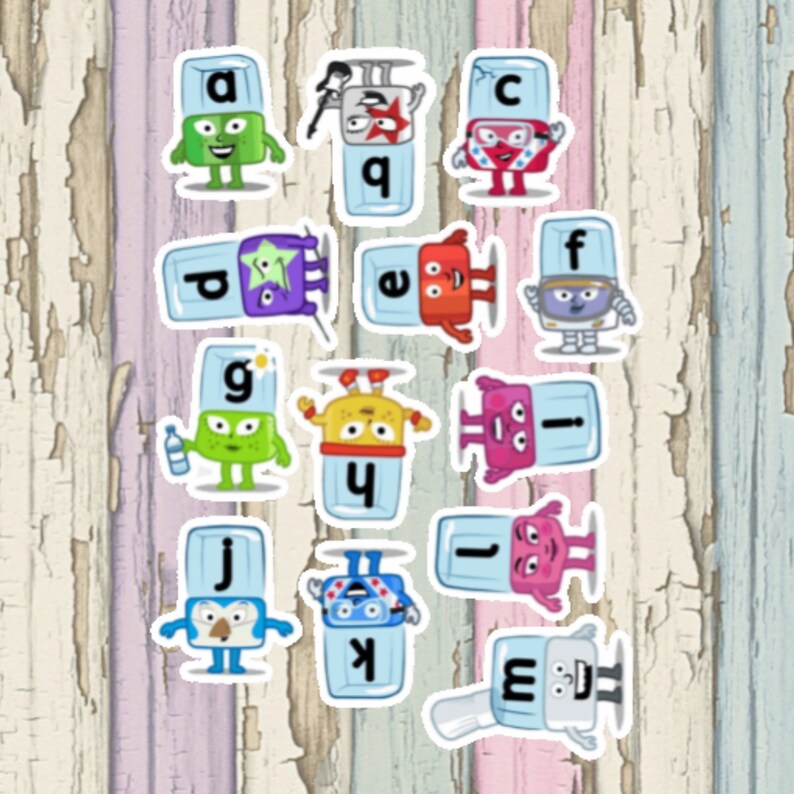 Alphablocks Character Stickers 2 half sheets A-Z 1x FREE | Etsy