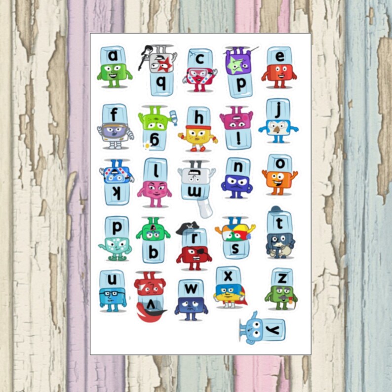 Alphablocks Character Stickers 2 half sheets A-Z x2 FREE | Etsy