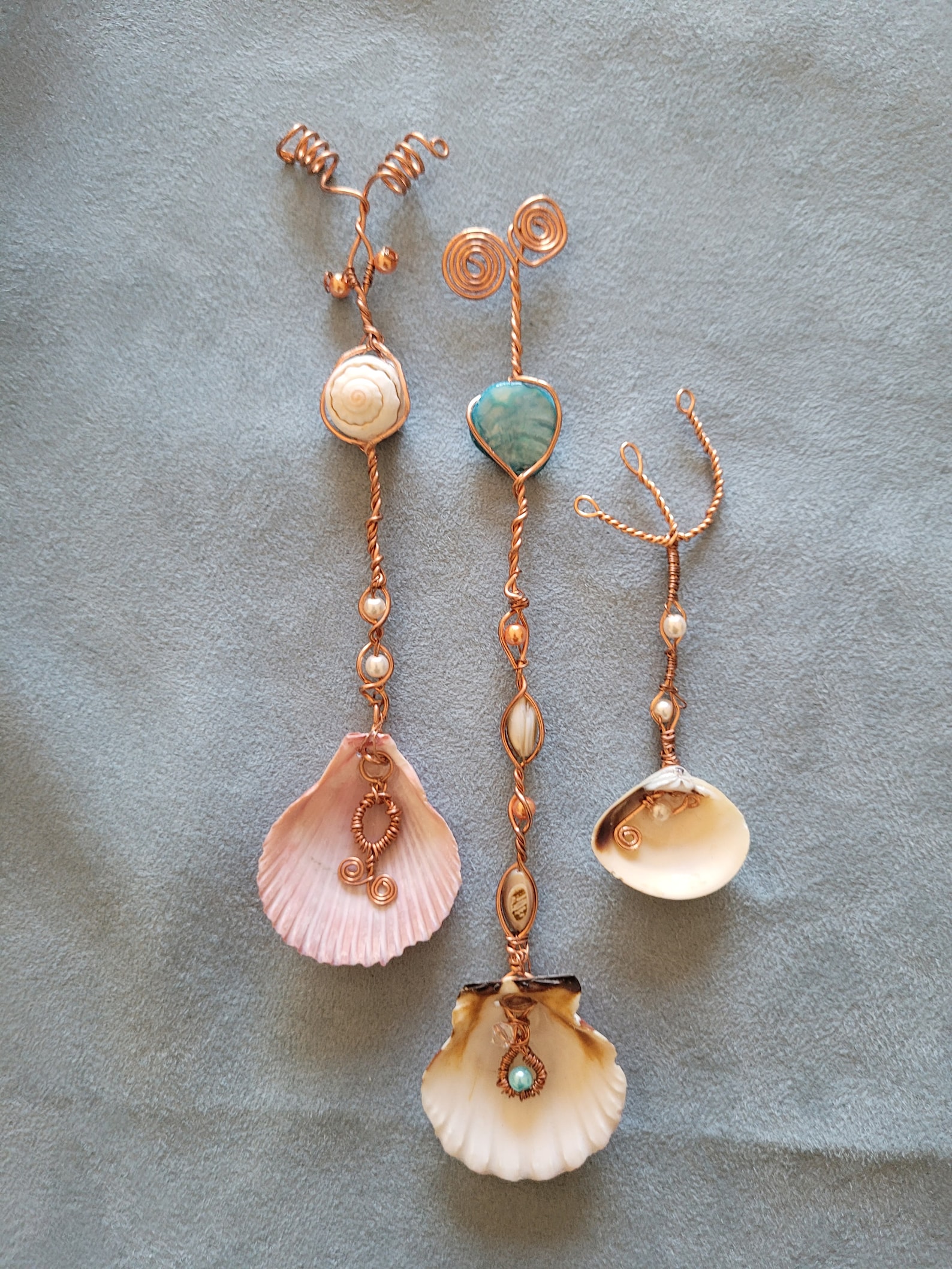 Set of Three Seashell Spoons copper - Etsy