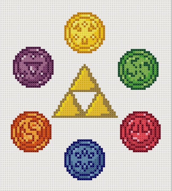Legend of Zelda: Ocarina of Time Cross Stitch Six Medallions Pattern ...