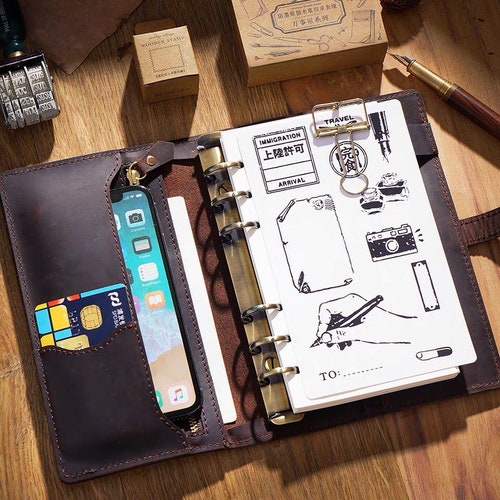 Personalized Size A5 / A6 6 Ring Leather Refillable Planner - Etsy