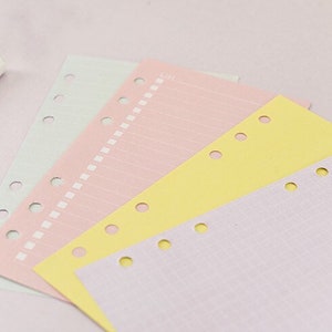 A5, Personal Size Colorful Planner Inserts, 6 Ring Printed Paper ...