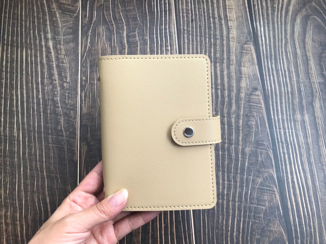 Khaki Planner A7 PU Planner 6 Ring Binder Refillable Planner Pocket ...