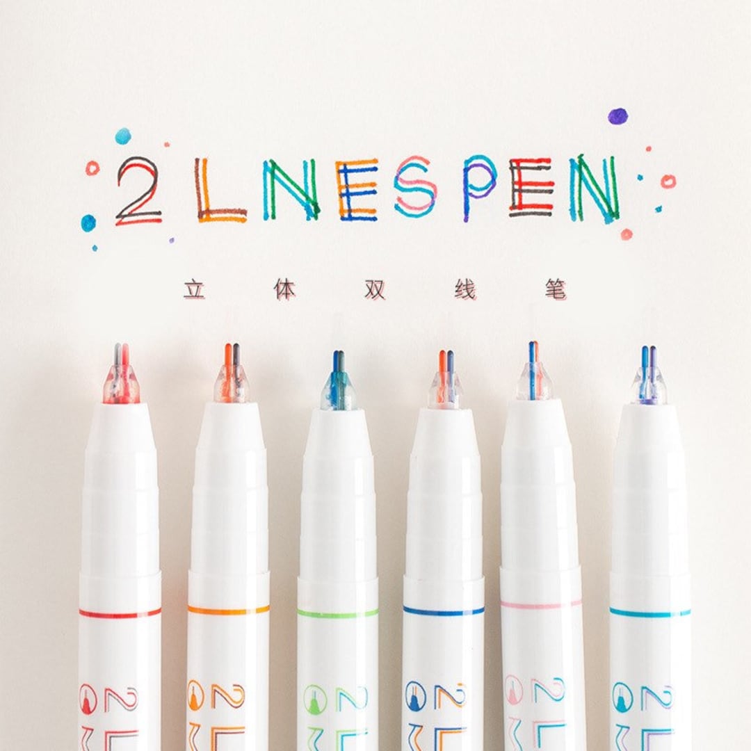 Double Line Pens Colorful Marker Journal Marker Pens Art - Etsy