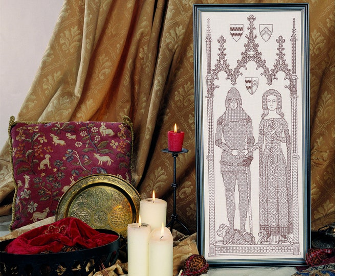 Blackwork Picture 'medieval Knight and Lady' - Etsy