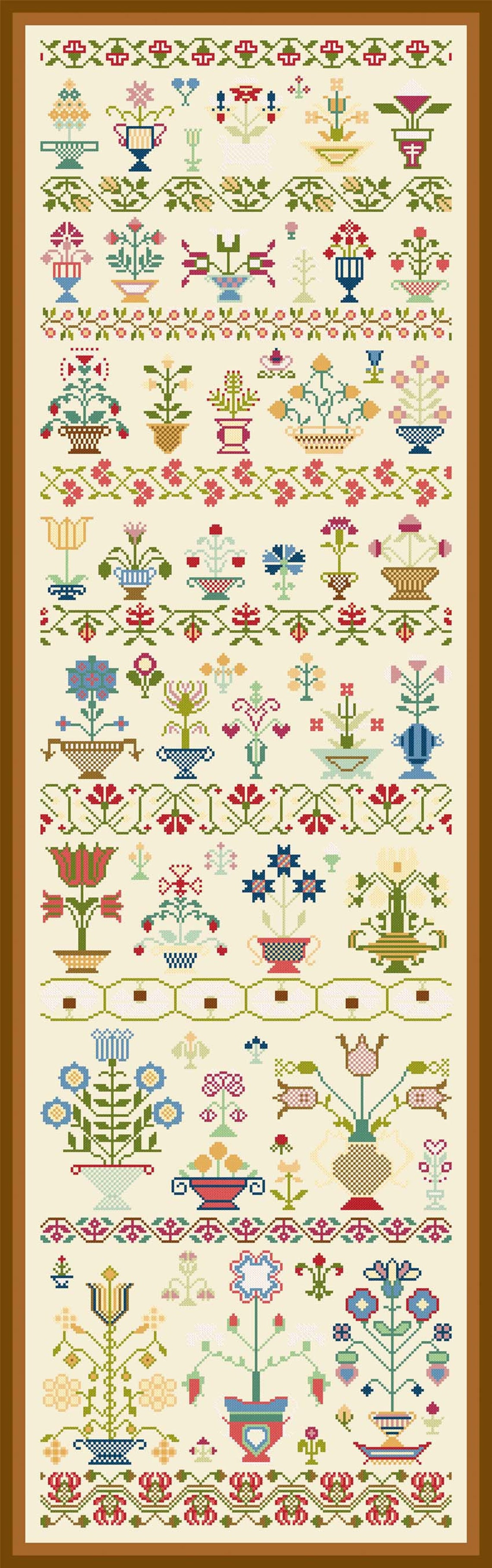 Cross Stitch 'flowers and Borders Super Sampler' - Etsy