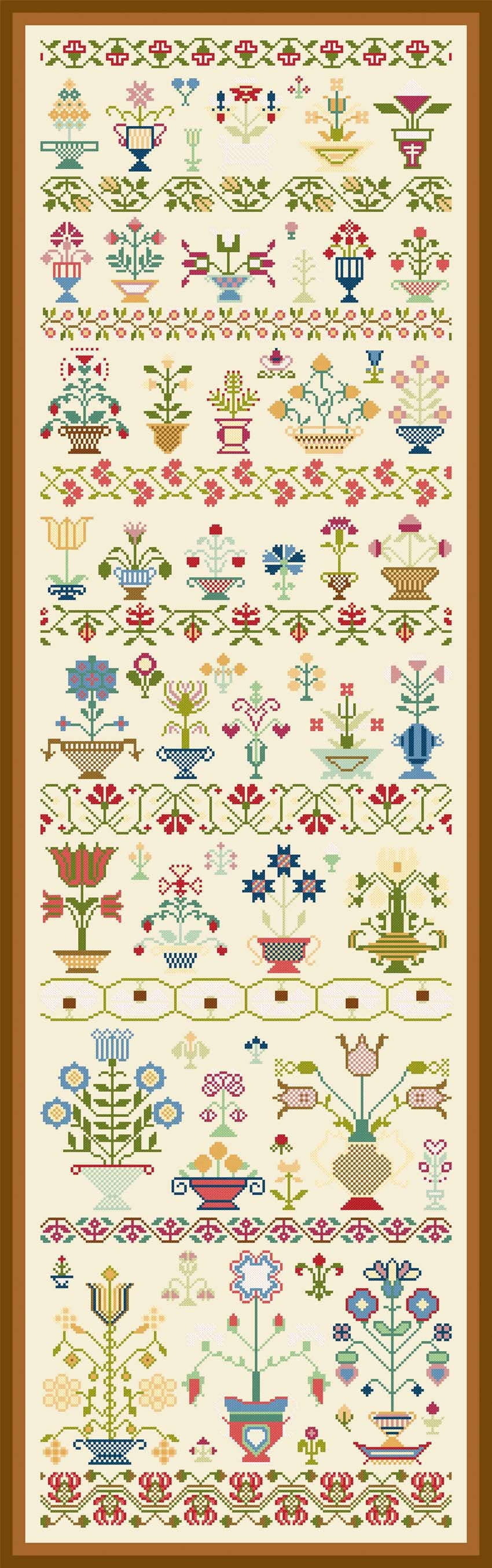 Cross Stitch 'flowers and Borders Super Sampler' | Etsy