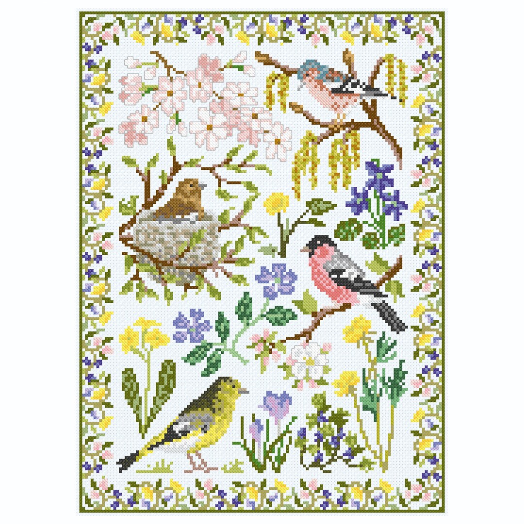 Spring Sampler With Birds - Etsy