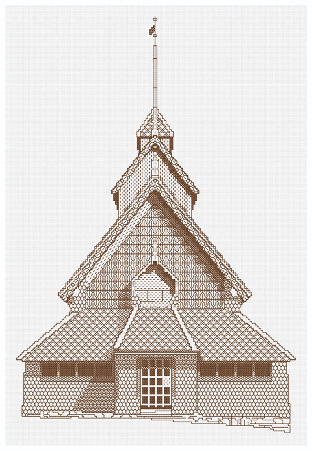 Blackwork Norwegian Stave Church - Etsy