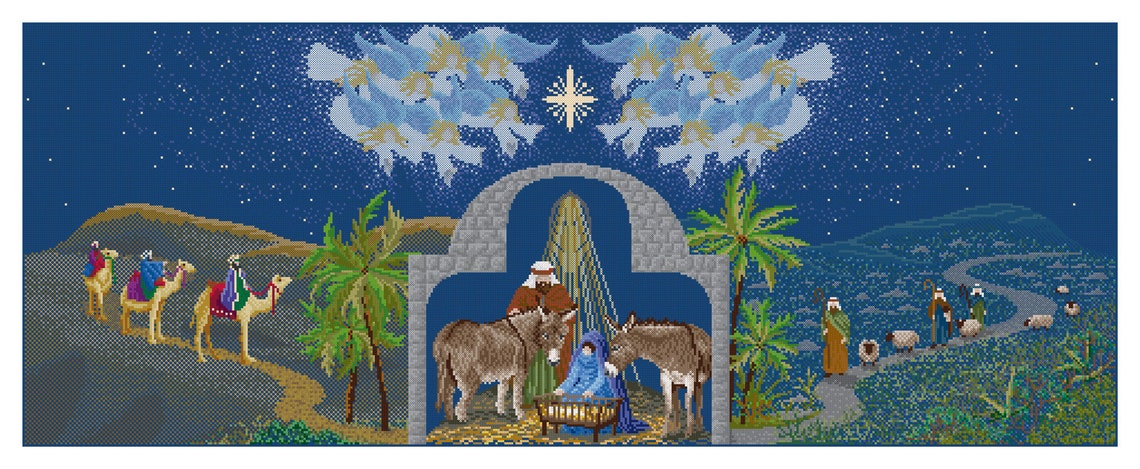 Cross stitch design 'Nativity Scene' | Etsy