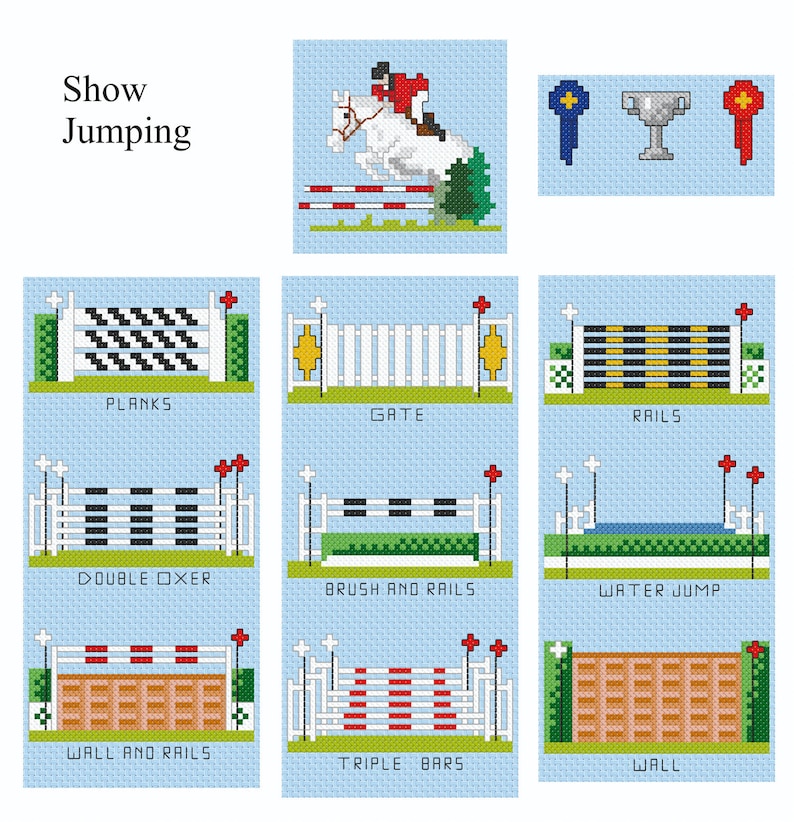 Cross Stitch Show Jumping Chart Collection - Etsy