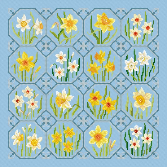 Cross Stitch design 'Golden Daffodils'. | Etsy