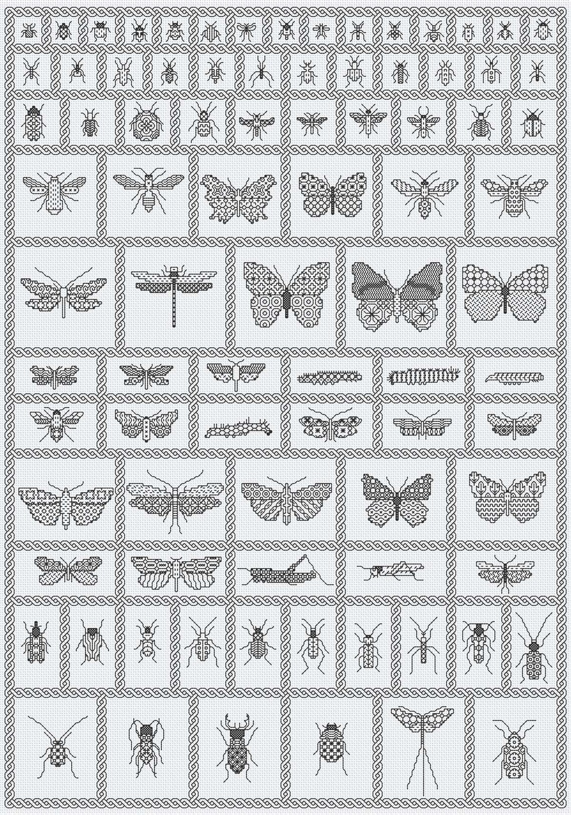 Blackwork Chart Download ' Bugs Sampler' - Etsy