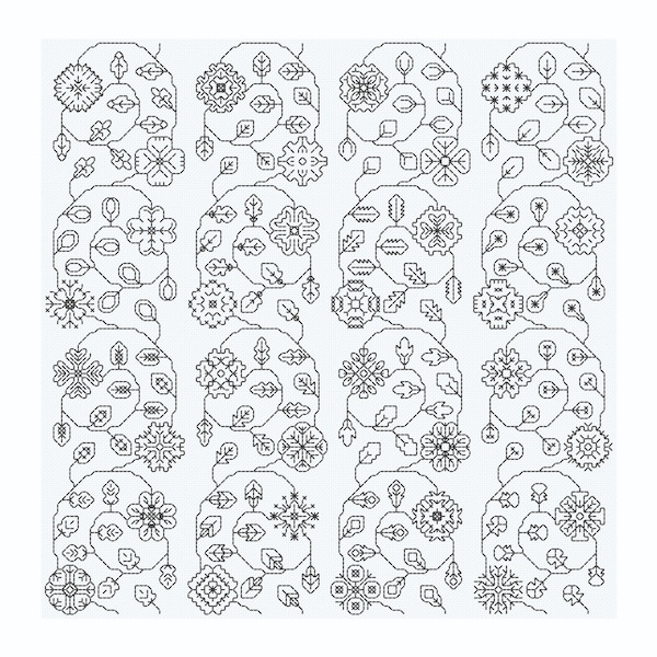 Blackwork With Flowers - Etsy