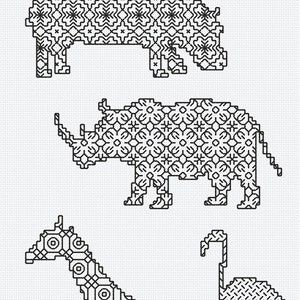 Blackwork Design 'african Animals' - Etsy
