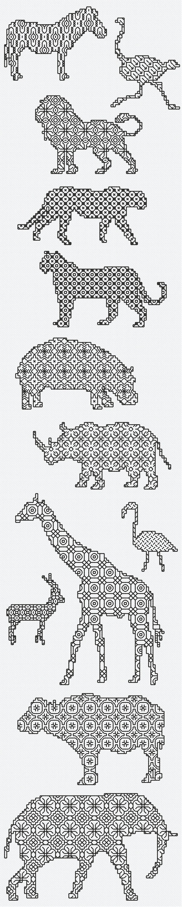 Blackwork Design 'african Animals' - Etsy