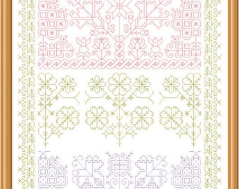 Back Stitch or Holbein Traditional Style Band Sampler 'spring' - Etsy
