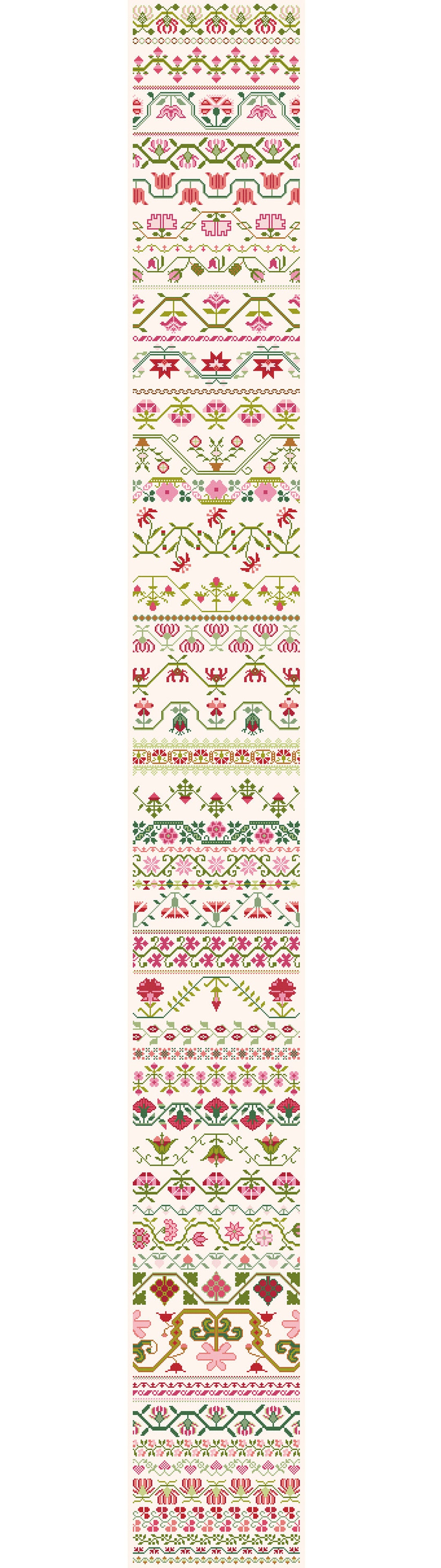 Band Sampler in Red and Green Cross Stitch - Etsy UK