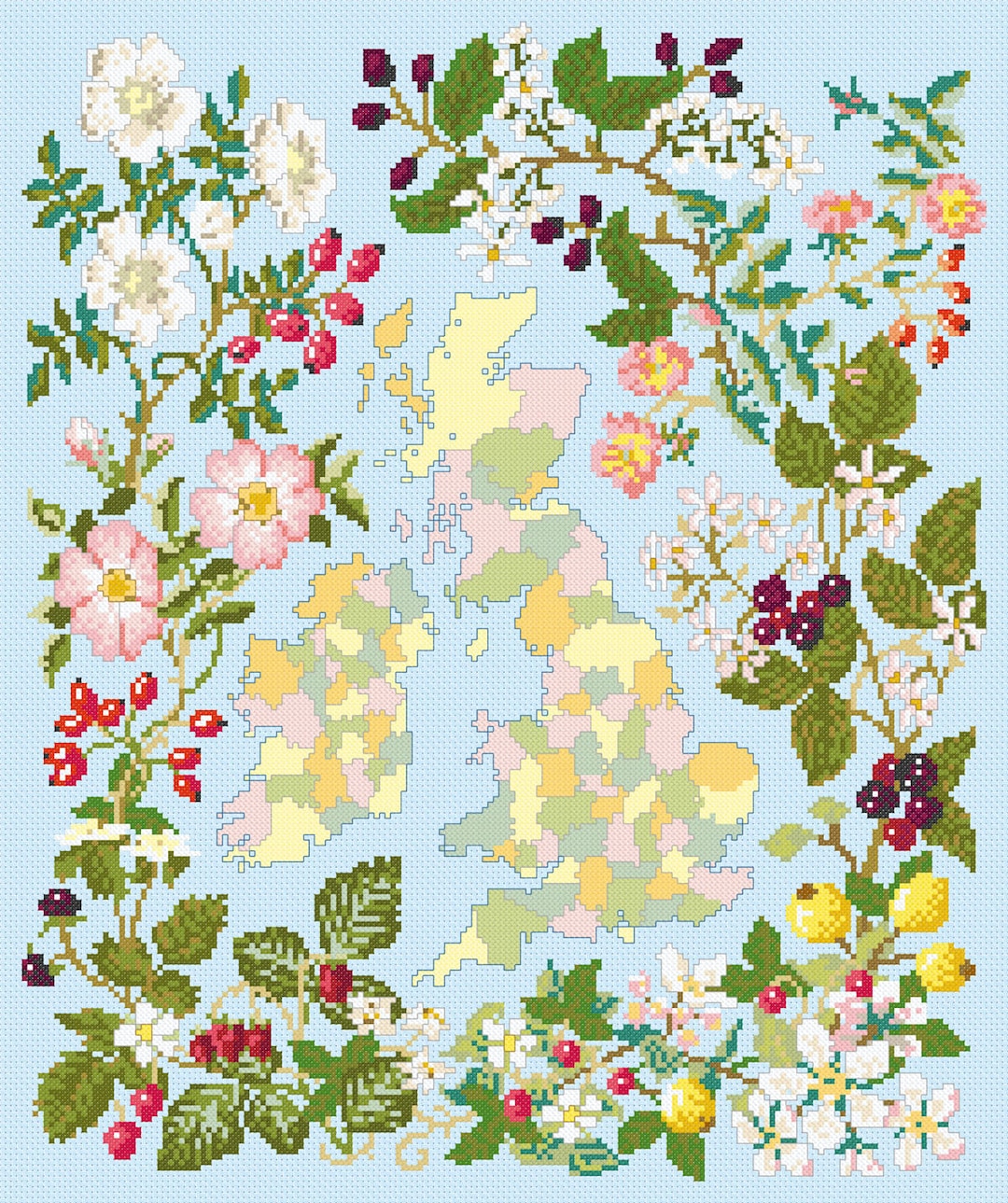 Rose Map of Great Britain - Etsy