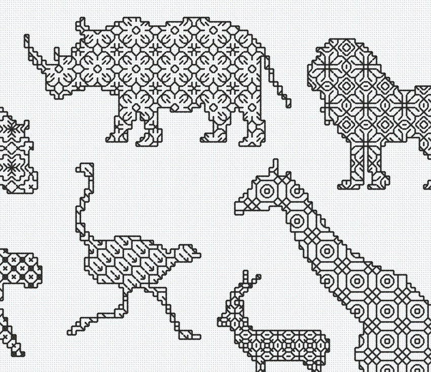 Blackwork Design 'african Animals' - Etsy