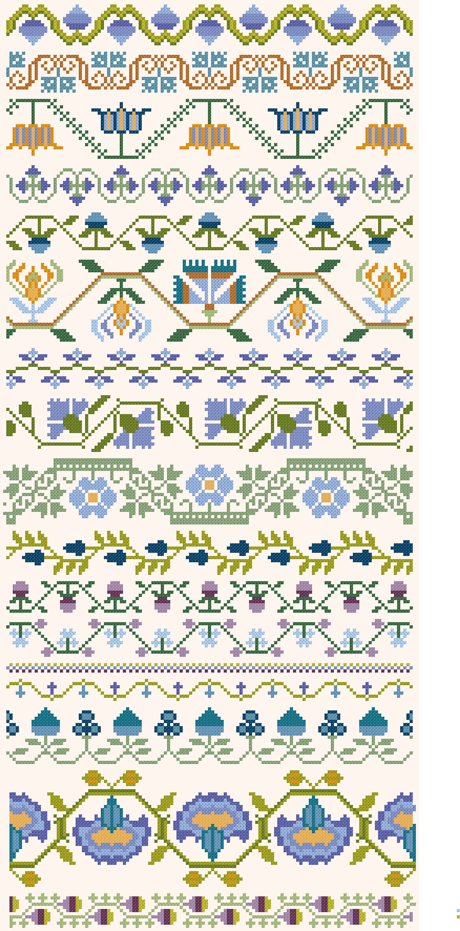 Band Sampler in Blue Purple and Gold Cross Stitch | Etsy