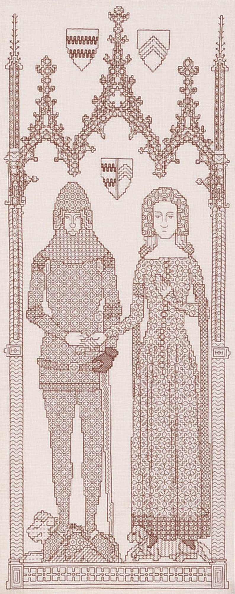 Blackwork picture 'Medieval Knight and Lady' | Etsy