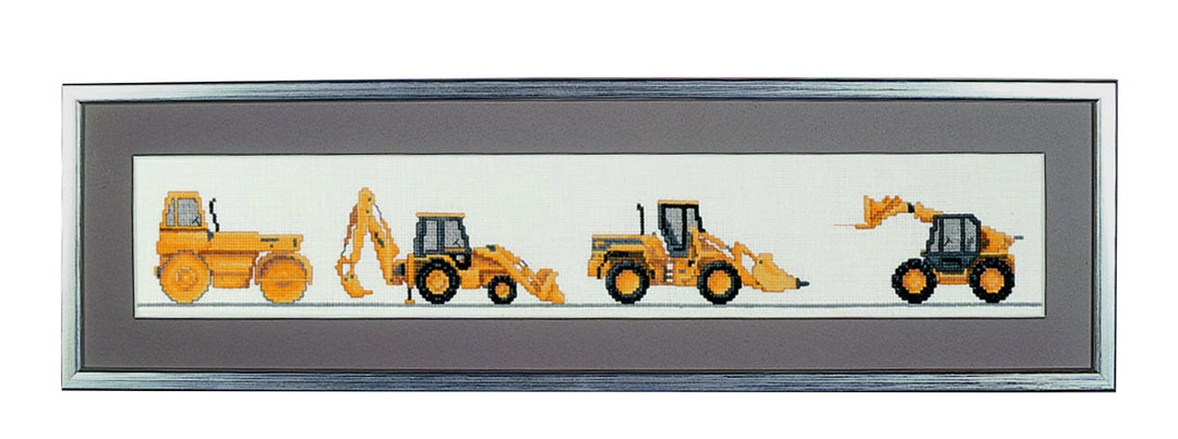 Cross Stitch 'construction Vehicles' - Etsy