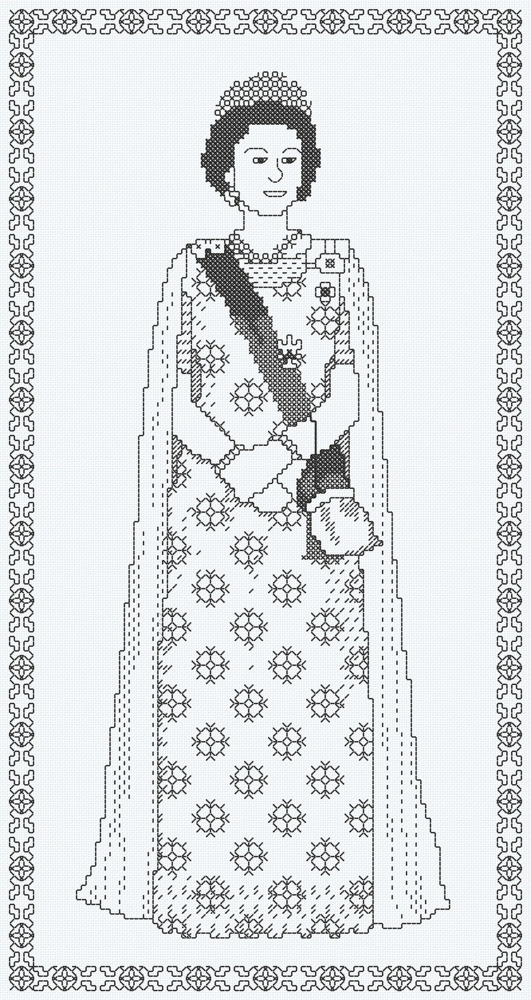 Queen Elizabeth II - Blackwork - Etsy