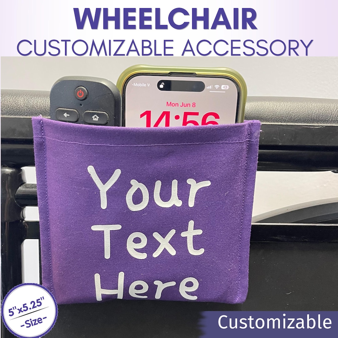 Personalized Wheelchair Armrest Pouch, Custom Name Accessory, Gift for ...