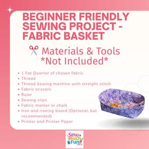 Beginner Sewing Pattern PDF, Step by Step Project With Video Tutorial, Instant Download, Fabric ...