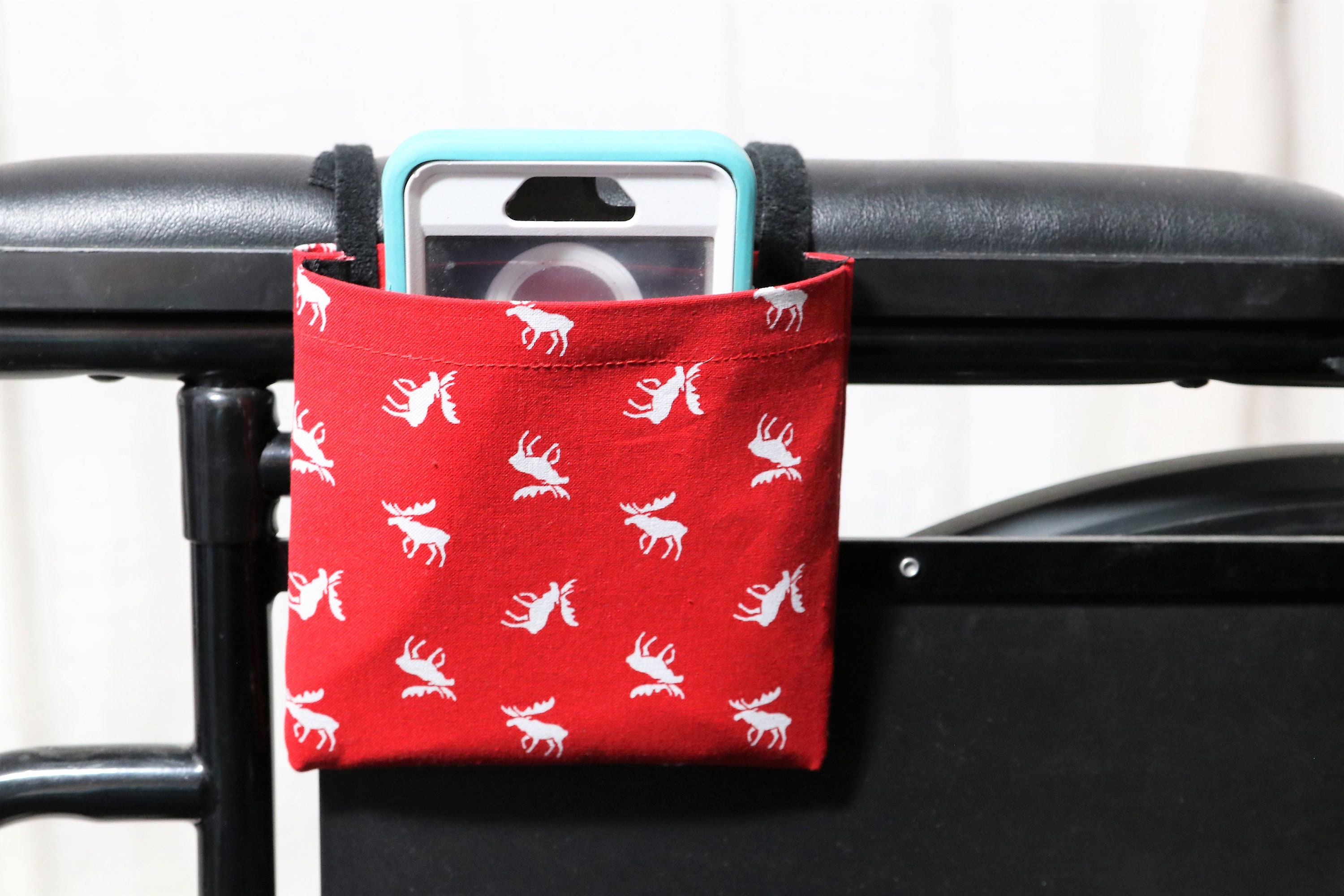 Red with Moose Wheelchair Arm Rest Cell Phone Holder Works | Etsy