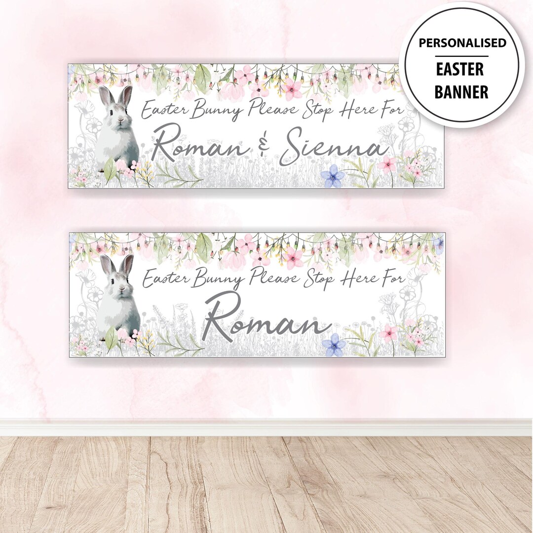 Personalised Easter Bunny Banner, Easter Hunt Poster, Kids Holiday ...